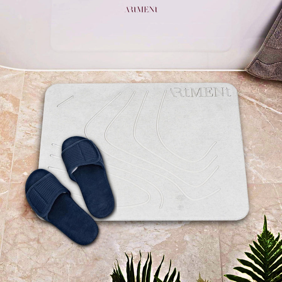 TerraDry Stone Bath Mat - Non-Slip Super Absorbent Diatomaceous Earth ...